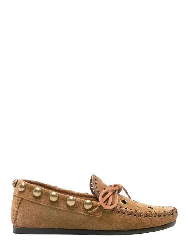 Isabel Marant Fitza Eyelet Studded Loafers - Brown