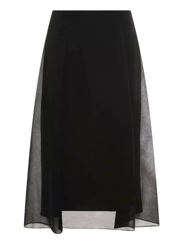 Brunello Cucinelli Sheer Panel A-line Skirt - Black