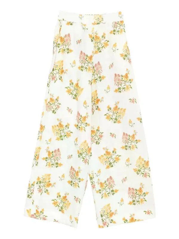 Agua Bendita Floral Palazzo Pants - White