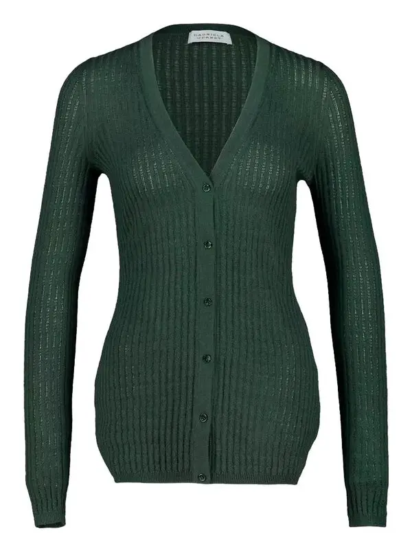 Gabriela Hearst Emma Pointelle Knit Cardigan - Green