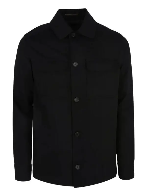 SLOWEAR Patch-pocket Over Shirt - Black