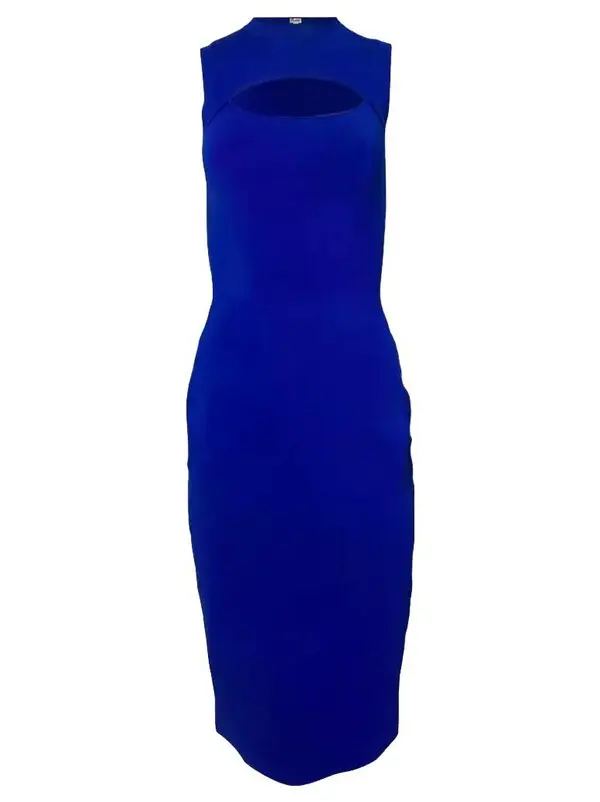 Victoria Beckham Cut-out Pointelle Midi Dress - Blue