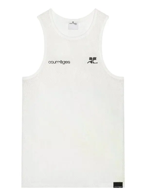 COURREGES Logo Graphic Tank Top - White