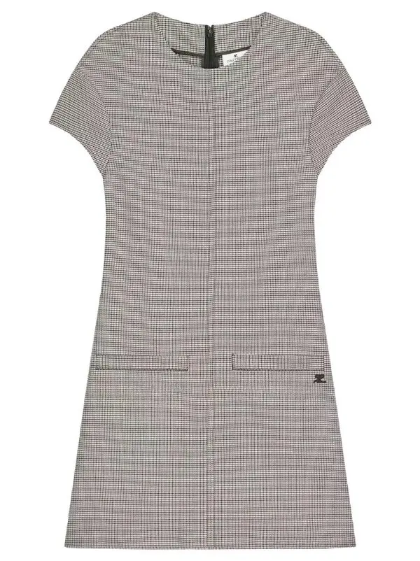 COURREGES Houndstooth Pattern Mini Dress - Grey
