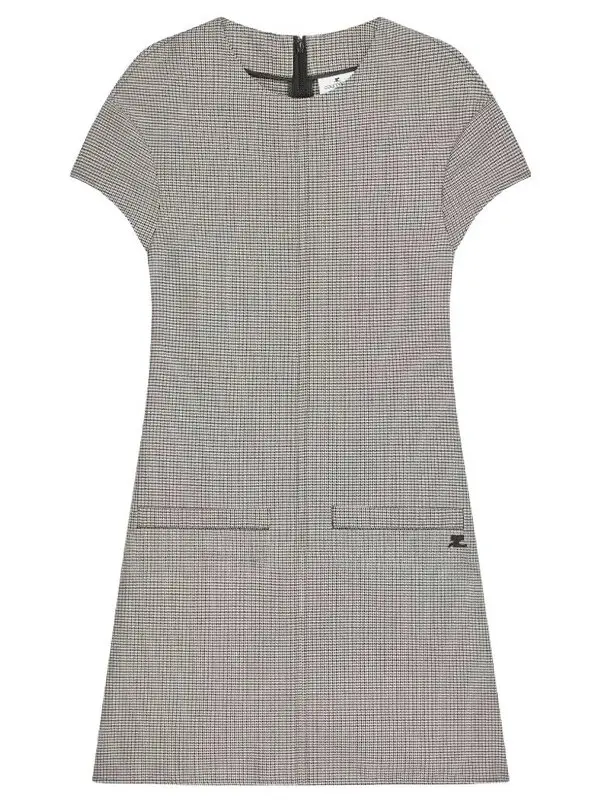 COURREGES Houndstooth Pattern Mini Dress - Grey