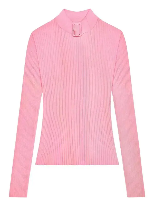 COURREGES Buckle Ribbed-knit Sweater - Pink