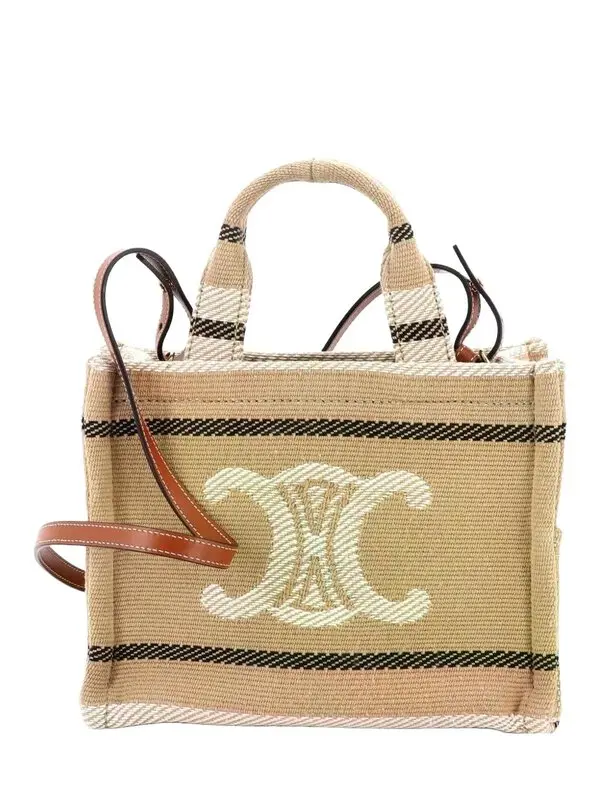 Celine Cabas Thais Striped Jacquard Small Tote Bag - Neutrals