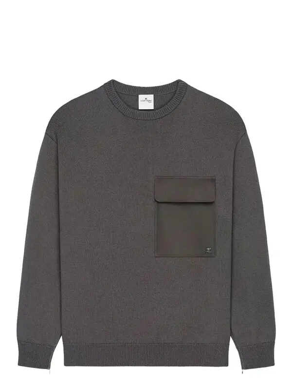 COURREGES Chest-pocket Crew-neck Sweater - Grey