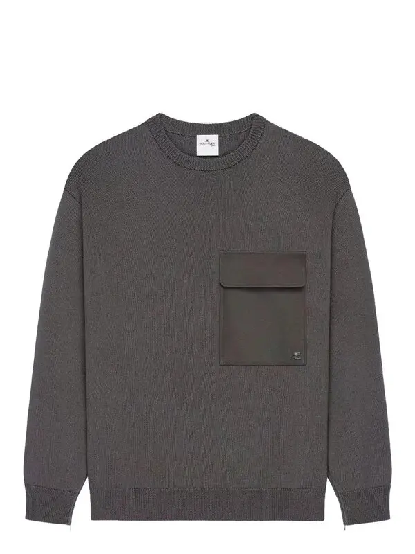 COURREGES Chest-pocket Crew-neck Sweater - Grey
