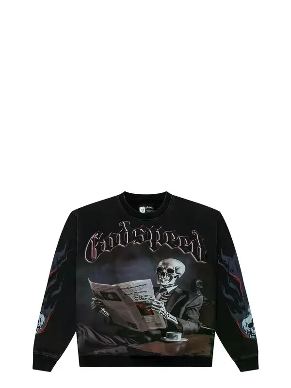 GODSPEED Graphic Print Long-sleeve Sweatshirt - Black