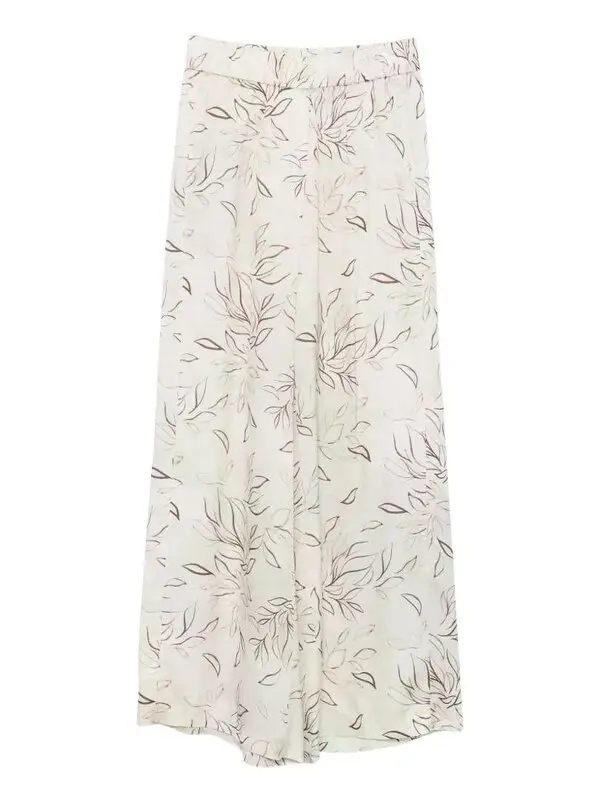 Peserico Floral-print Palazzo Pants - Neutrals