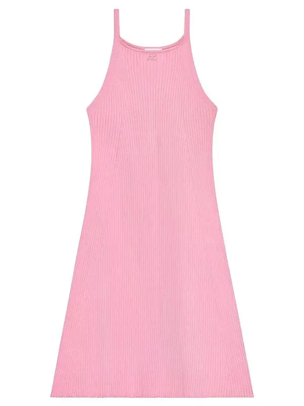 COURREGES Ribbed-knit A-line Mini Dress - Pink
