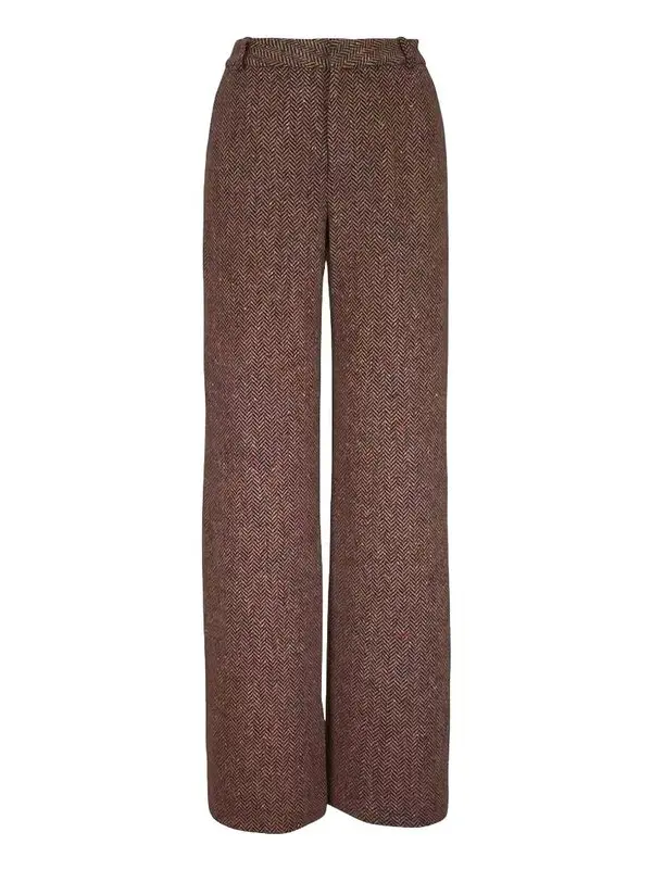 L'Agence Livvy Herringbone Trousers - Brown