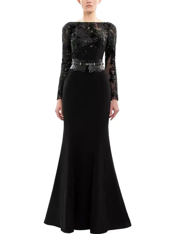 SAIID KOBEISY Embroidered Long-sleeve Dress - Black