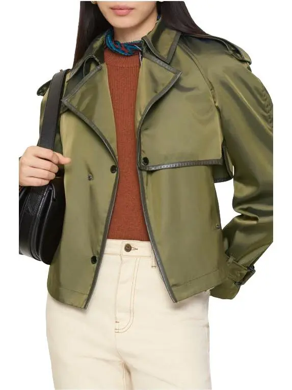 Burberry Short Nylon Blend Trench Coat - Tent Green