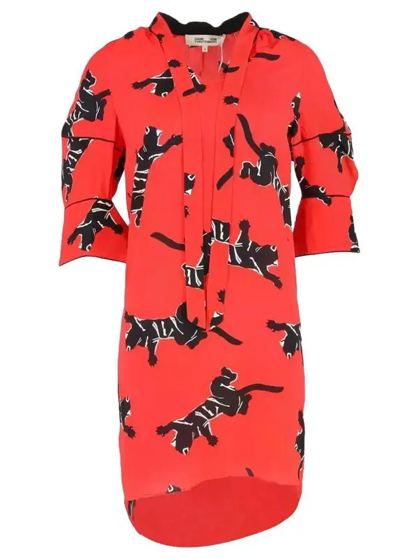 Diane Von Furstenberg Printed Mini Dress - Red
