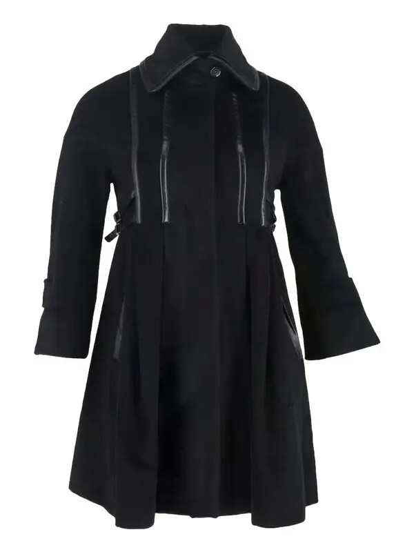 Sportmax Leather-trim Wool Coat - Black