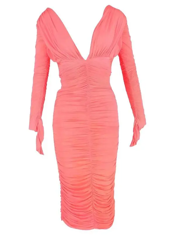 Alex Perry Ruched Midi Dress - Pink