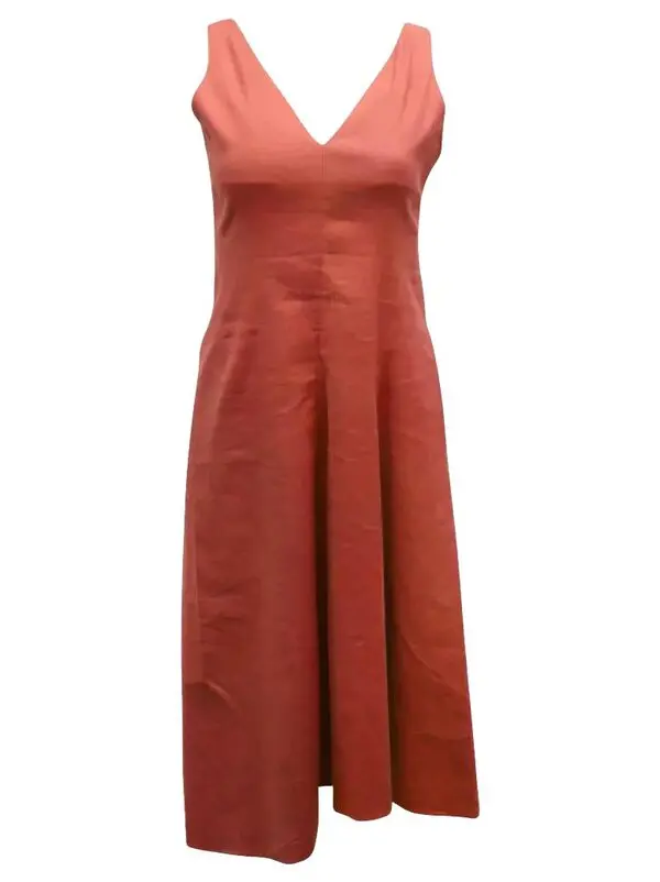 Theory V-neck Sleeveless Midi Dress - Orange