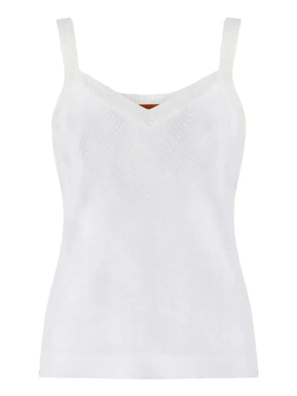 Missoni V-neck Zigzag-pattern Tank Top - White