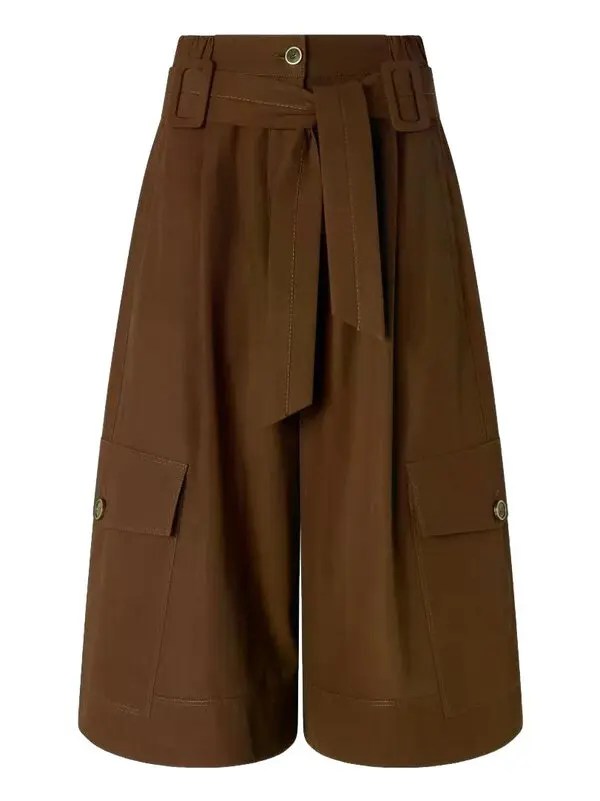 Pinko Tie Belt Cotton Shorts - Brown