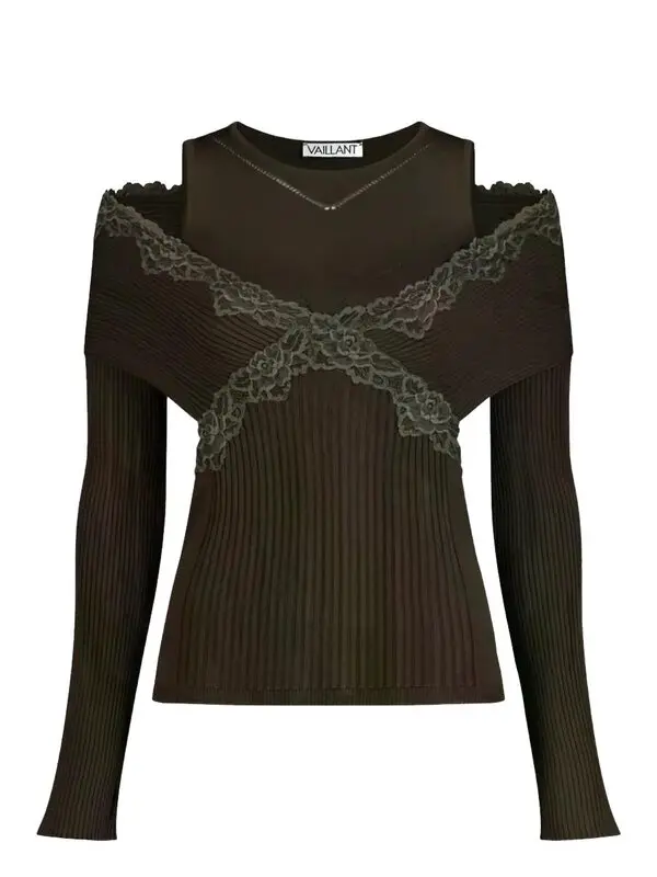 VAILLANT Split Lace Long-sleeve Top - Brown