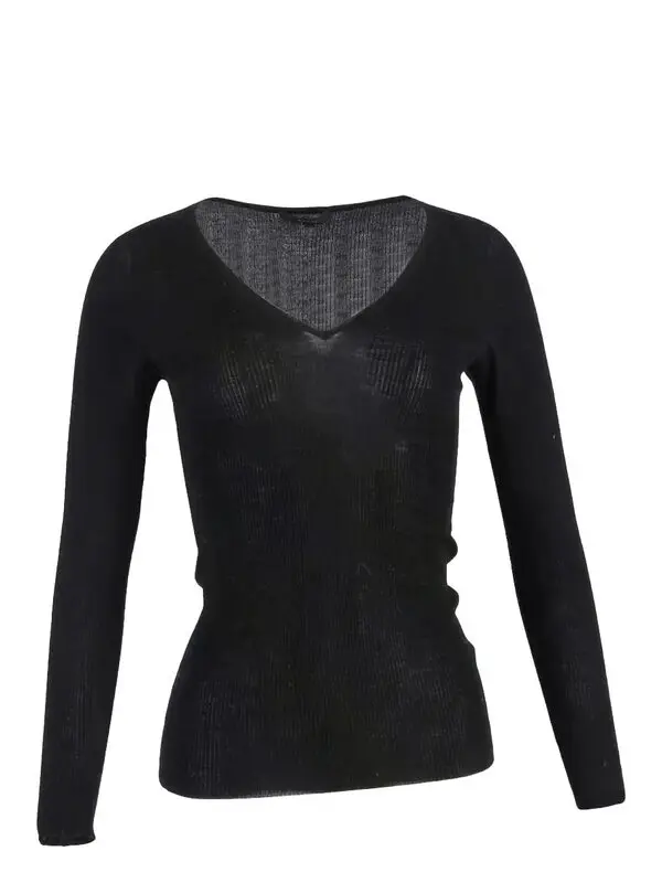 Gucci Knitted V-neck Long-sleeve Top - Black