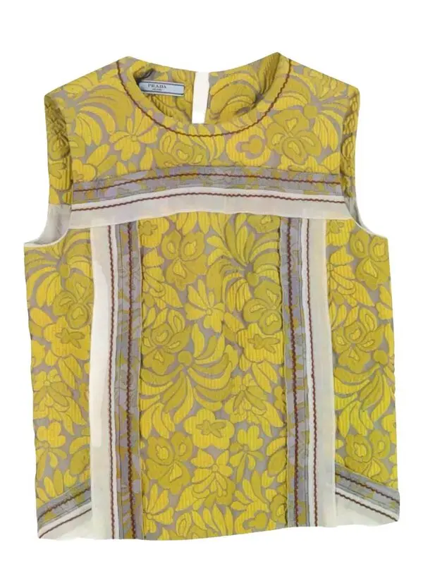 Prada Floral-print Sleeveless Top - Yellow
