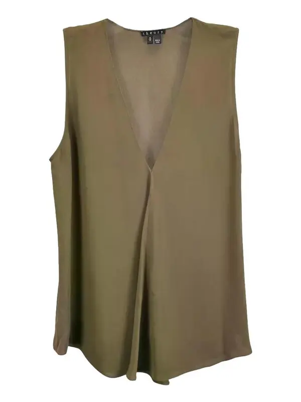 Theory V-neck Sleeveless Blouse - Green