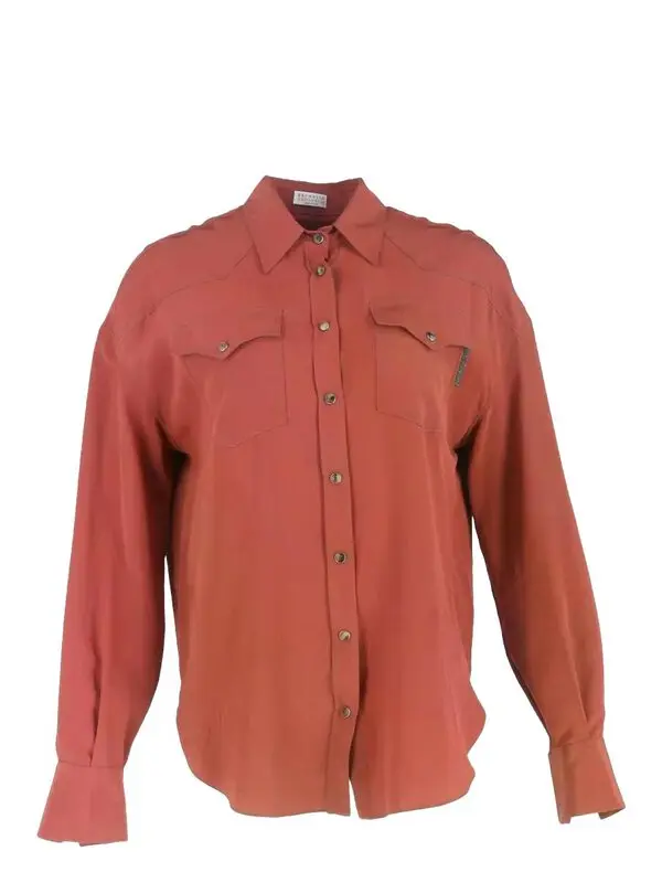 Brunello Cucinelli Flap-pocket Silk Shirt - Red
