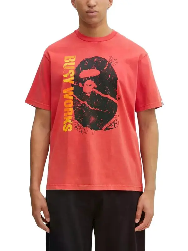 A BATHING APE Garment Dye Graphic-print T-shirt - Red