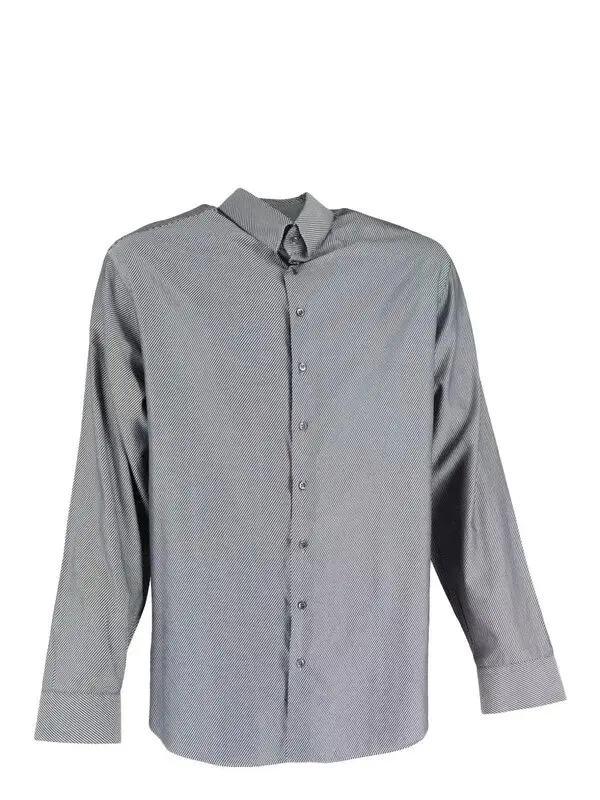 Giorgio Armani Diagonal Striped Long Sleeve Shirt - Grey
