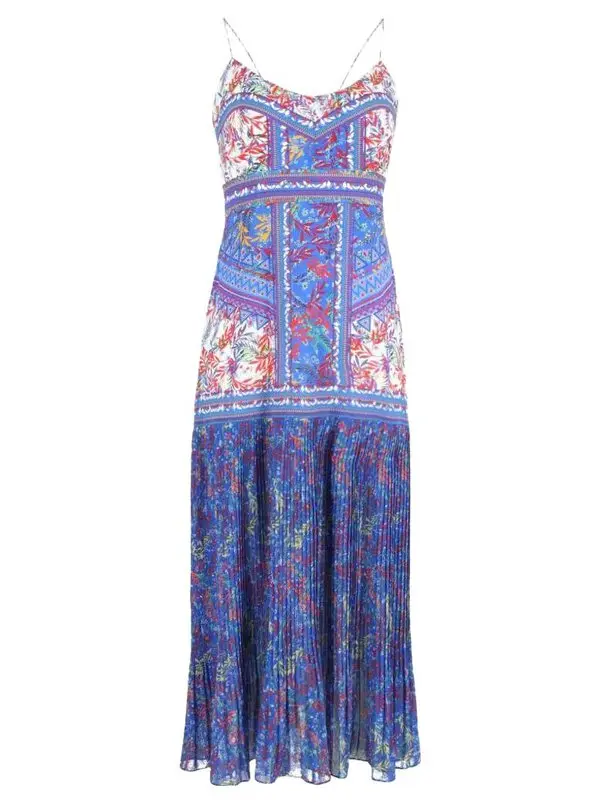 Saloni Printed Midi Dress - Blue