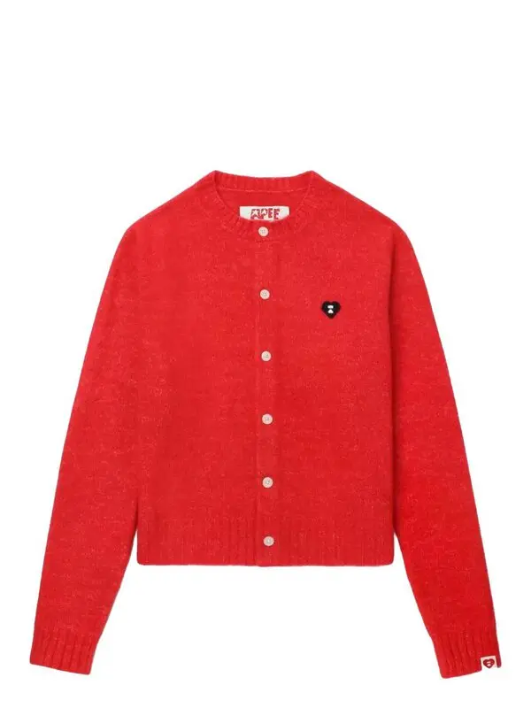 A BATHING APE Heart-badge Buttoned Cardigan - Red