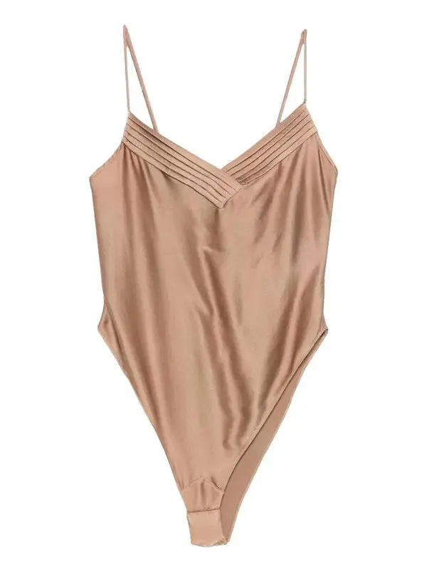 FORTE_FORTE V-neck Bodysuit - Neutrals