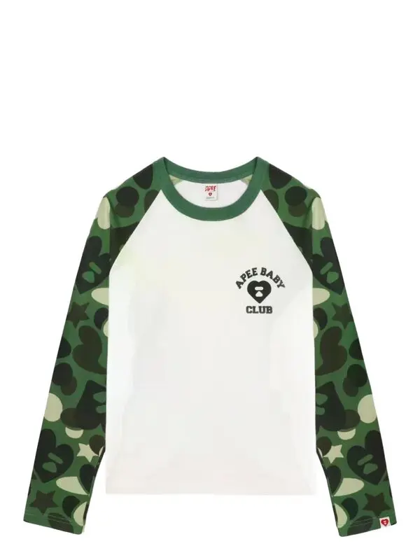 A BATHING APE Logo Camouflage Sleeve Top - White