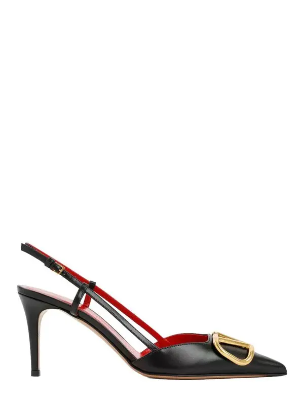 Valentino Garavani V-logo Pointed Heeled Pumps - Black