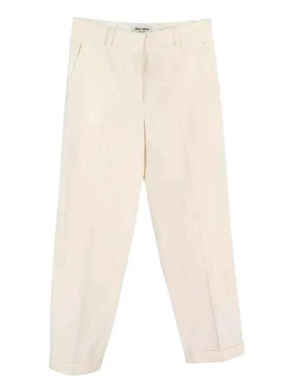 Miu Miu Belt-loop Cotton Trousers - Neutrals