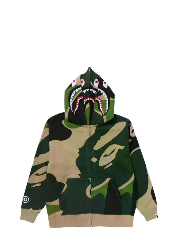 A BATHING APE Camouflage Shark Hoodie - Green