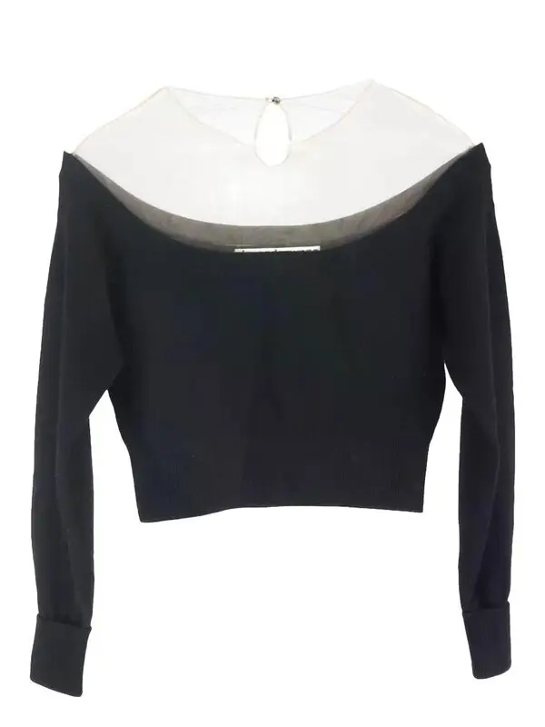 ALEXANDER WANG Tulle-accent Cropped Sweater - Black