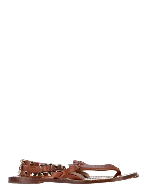 Valentino Garavani Rockstud-embellished T-strap Sandals - Brown