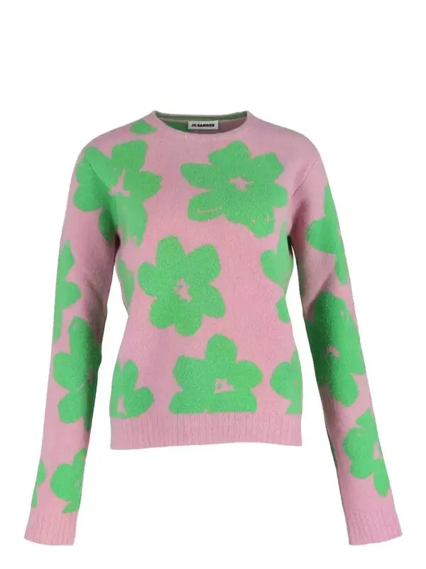 JIL SANDER Floral Pattern Crew-neck Sweater - Pink