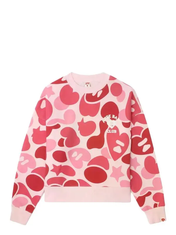 A BATHING APE Heart Pattern Logo Sweater - Pink