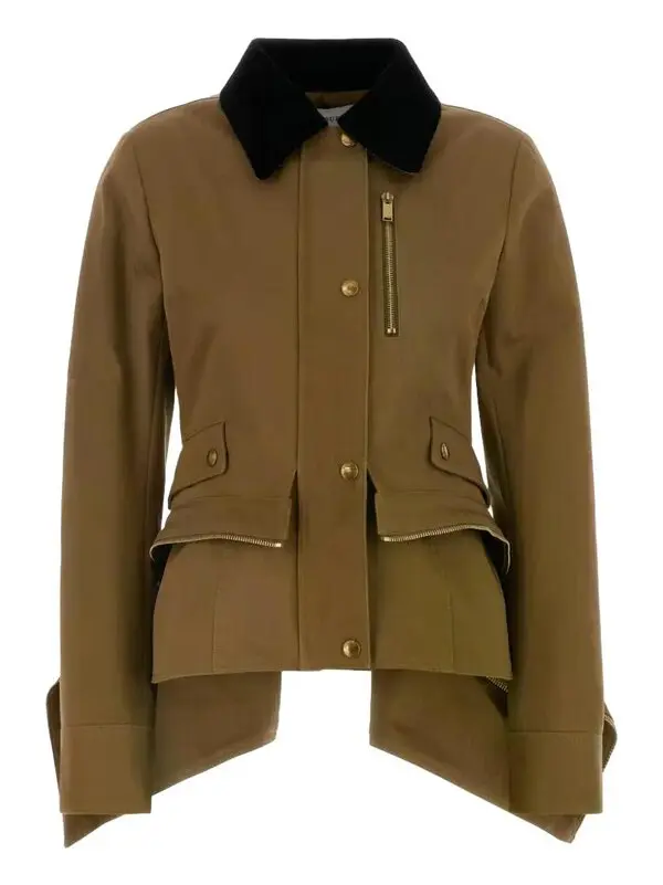 Alexander McQueen Peplum Cotton Jacket - Brown