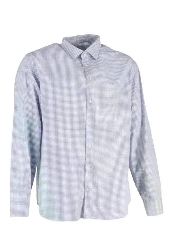 Giorgio Armani Check-print Long-sleeve Shirt - Blue