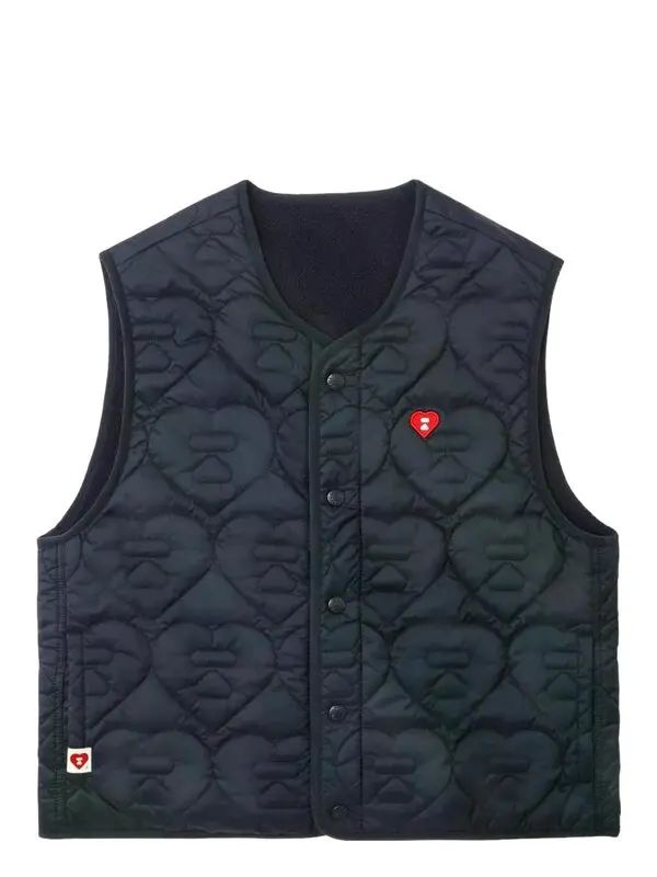 A BATHING APE Quilted Heart-badge Gilet - Blue
