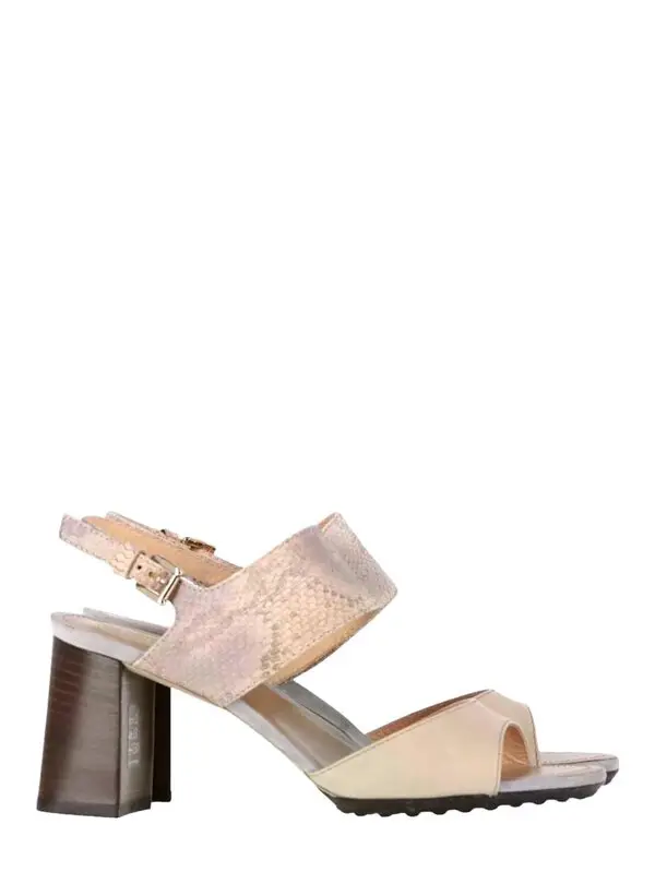 TOD'S Snakeskin-effect Block-heel Sandals - Neutrals