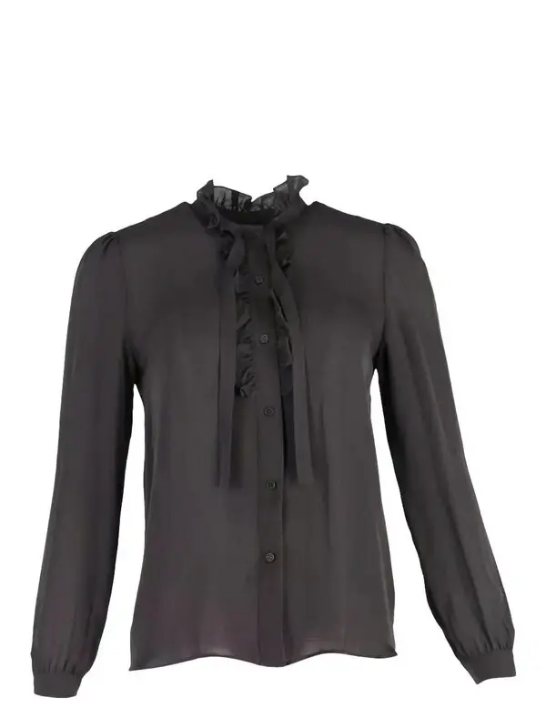 NILI LOTAN Miera Ruffle-tie Shirt - Black