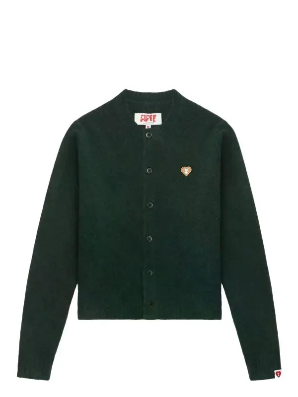 A BATHING APE Heart-motif Buttoned Cardigan - Green