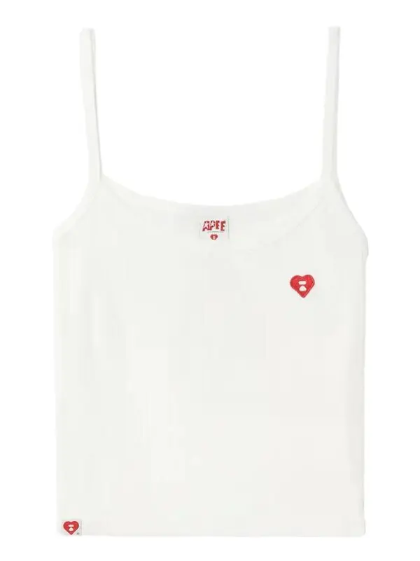 A BATHING APE Heart Ribbed Tank Top - White